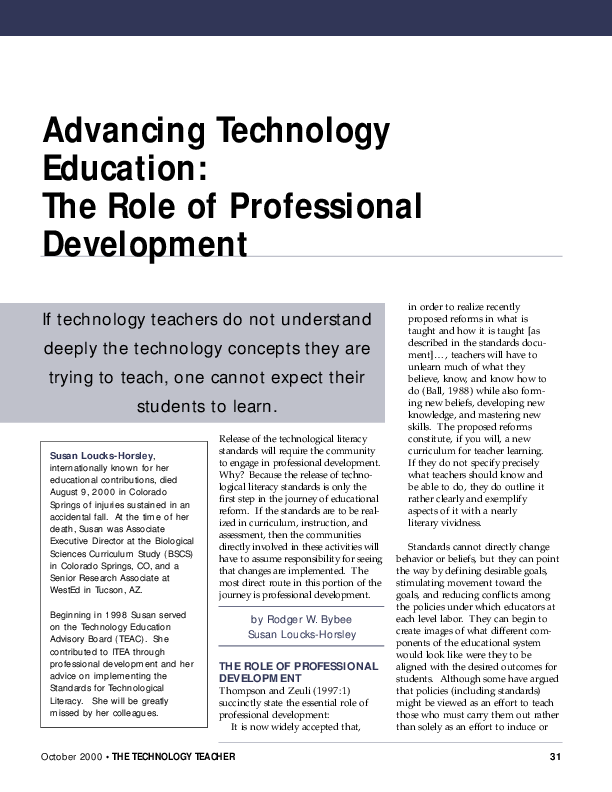 (PDF) Advancing technology education: The role of professional development