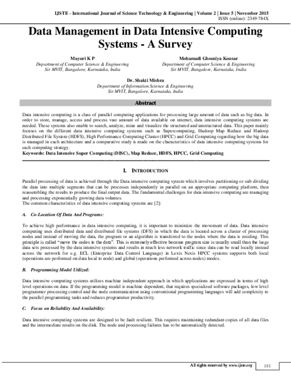 Pdf Managing Big Data In Intensive Computing Systems 