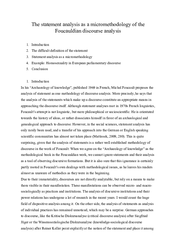 (DOC) The statement analysis as a micromethodology of the Foucauldian ...