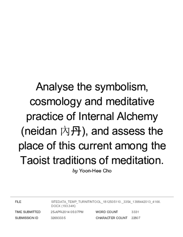 (PDF) Analyse the symbolism, cosmology and meditative practice of Internal Alchemy...