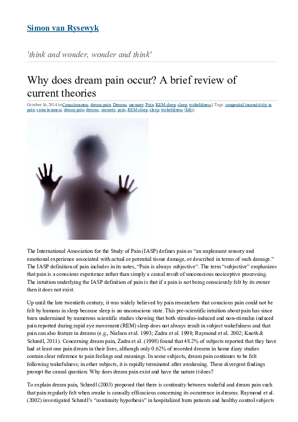 (PDF) Why does dream pain occur? A brief review of current theories ...