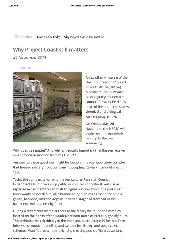 (PDF) Why Project Coast Still Matters