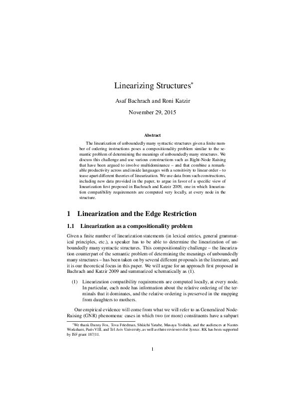 (PDF) Linearizing Structures