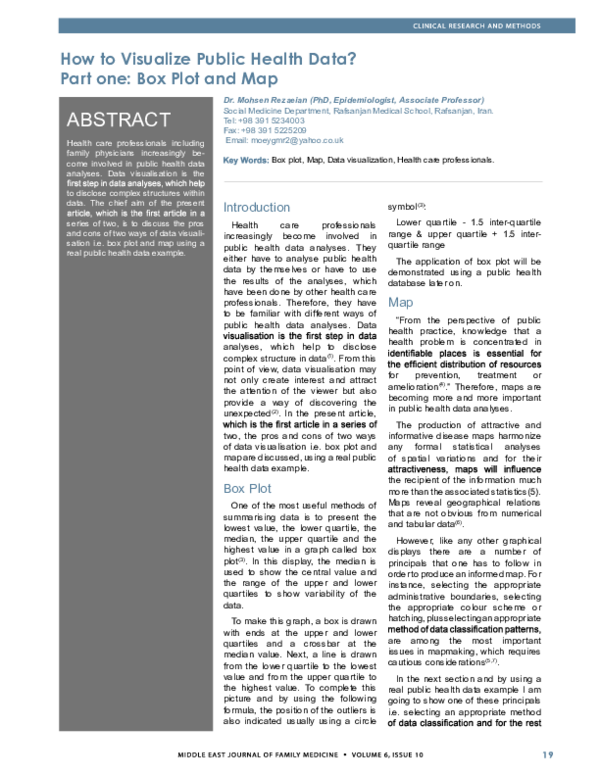 (PDF) How to visualize public health data? Part one: Box plot and map