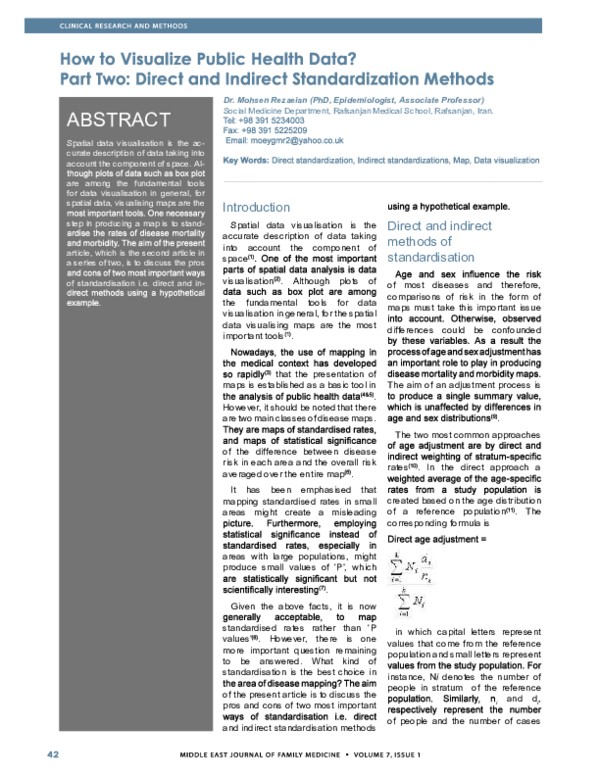 Pdf How To Visualize Public Health Data Part Two Direct And