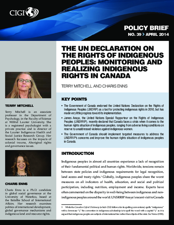 (PDF) UNDRIP: Monitoring and Realizing Indigenous Rights in Canada