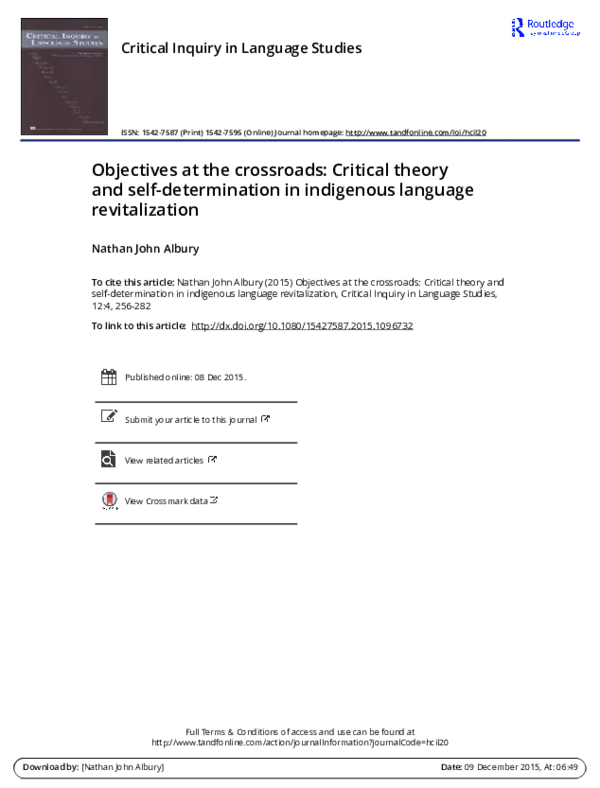 (PDF) Objectives at the crossroads: Critical theory and self ...