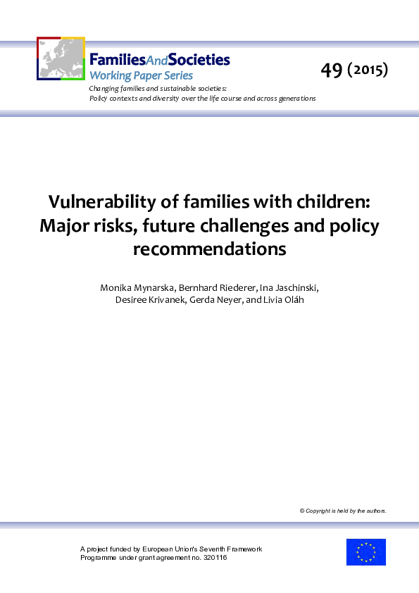 (PDF) Vulnerability of families with children: Major risks, future ...