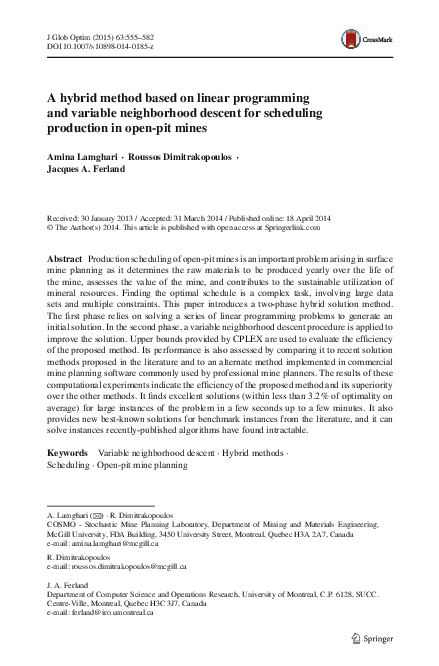 (PDF) A hybrid method based on linear programming and variable ...