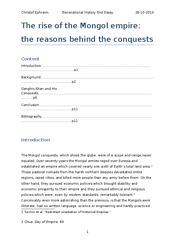(DOC) The rise of the Mongol empire