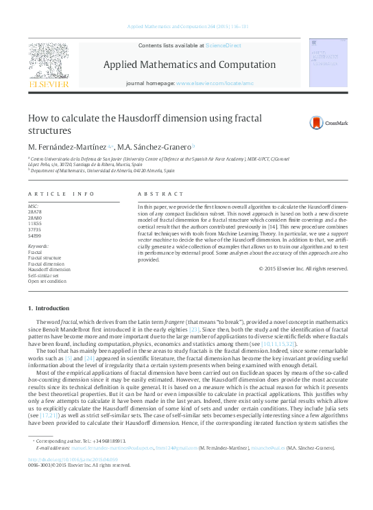 Pdf How To Calculate The Hausdorff Dimension Using Fractal Structures