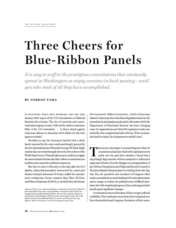 (PDF) Three Cheers for Blue-Ribbon Panels