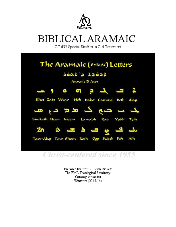 (DOC) OT632 Biblical Aramaic (Winter Term)