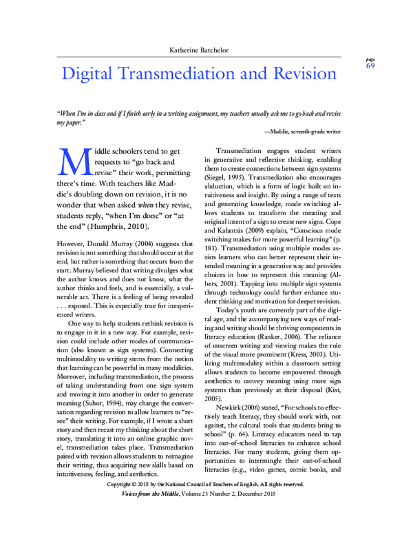 Digital Transmediation and Revision