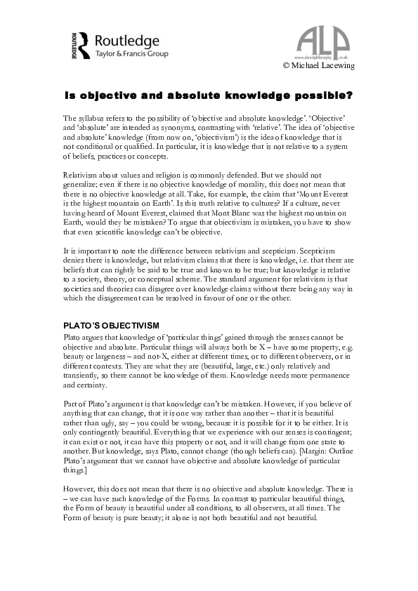 (PDF) Objective Knowledge