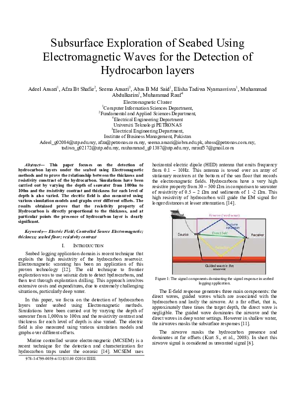 (PDF) Subsurface Exploration of Seabed Using Electromagnetic Waves for the Detection of ...