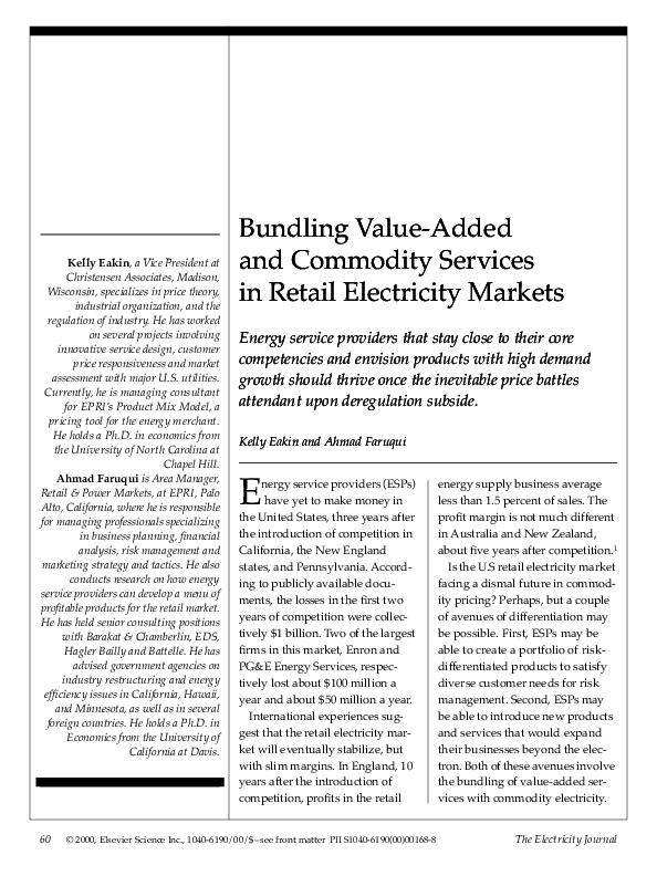 (PDF) Bundling Value-Added and Commodity Services in Retail Electricity ...