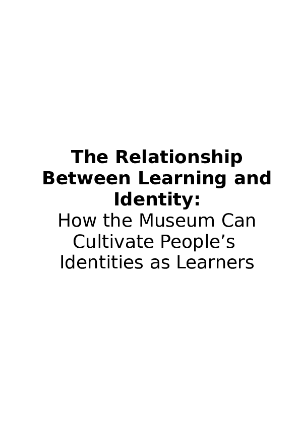 (DOC) The Relationship Between Learning and Identity: How the Museum ...