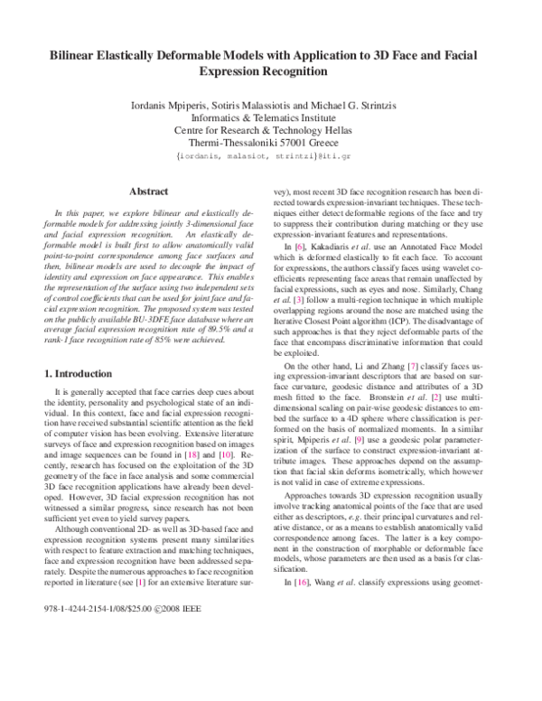 (PDF) Bilinear elastically deformable models with application to 3D face and facial expression ...
