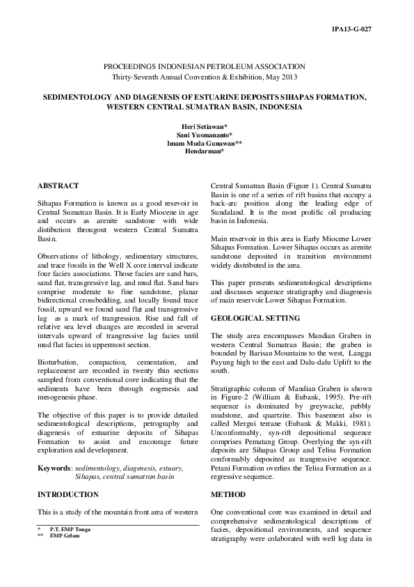 (PDF) Sedimentology And Diagenesis Of Estuarine Deposits Sihapas ...