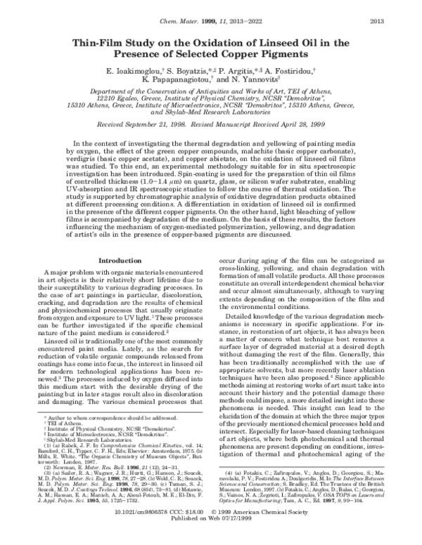 (PDF) Thin-Film Study on the Oxidation of Linseed Oil in the Presence ...