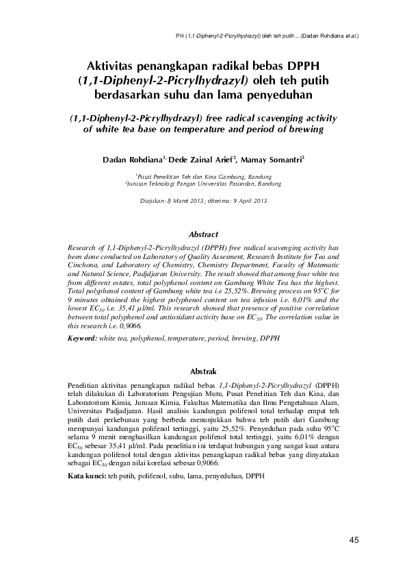(PDF) Aktivitas penangkapan radikal bebas DPPH (1,1-Diphenyl-2 ...