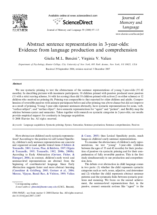 (PDF) Abstract sentence representations in 3-year-olds: Evidence from ...