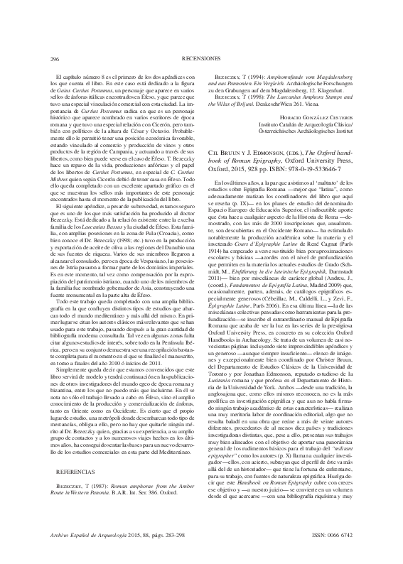 (PDF) Bruun, Ch., y Edmonson, J. (coords.): The Oxford Handbook in ...