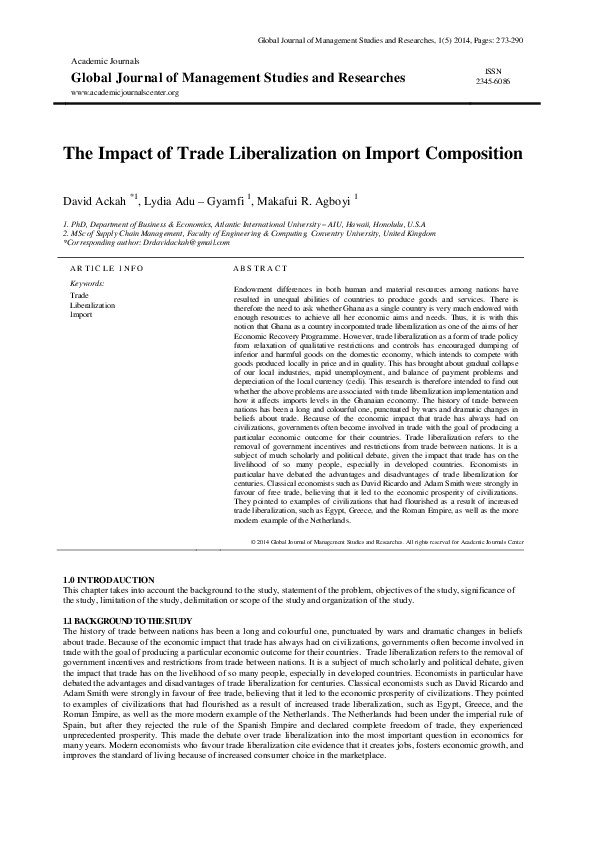 (PDF) The Impact of Trade Liberalization on Import Composition