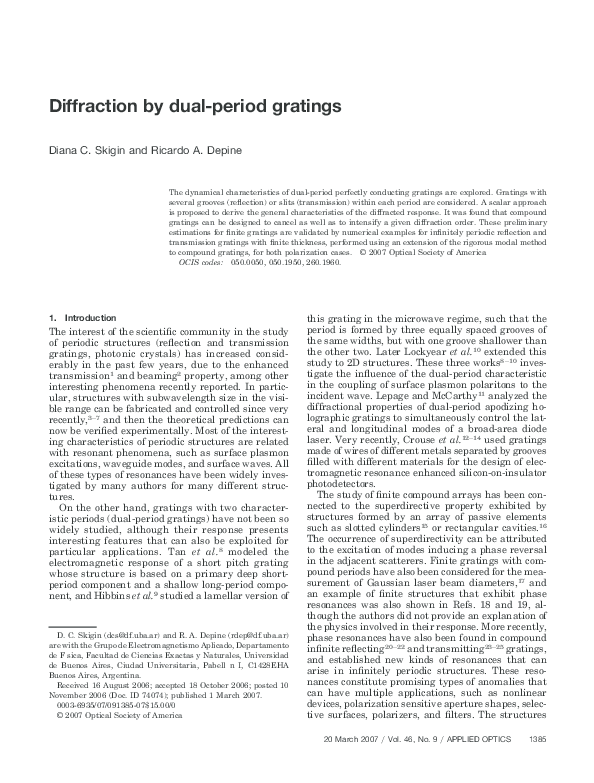 (PDF) Diffraction by dual-period gratings