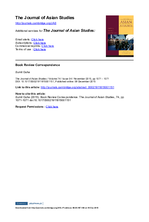 (PDF) Response to Journal of Asian Studies review