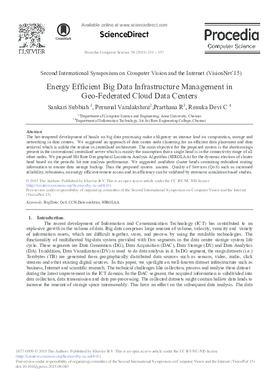 (PDF) Energy Efficient Big Data Infrastructure Management in Geo-Federated Cloud Data Centers
