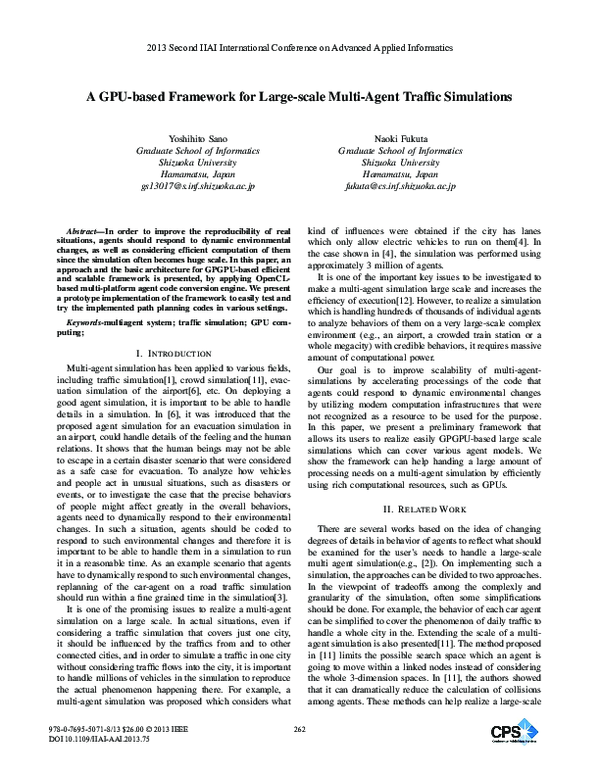 (PDF) A GPU-based Framework for Large-scale Multi-Agent Traffic Simulations