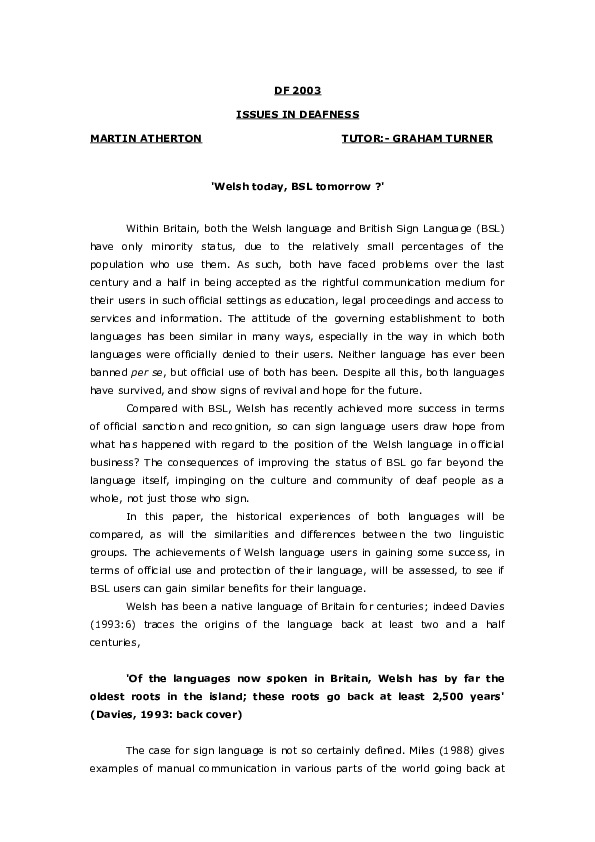 (DOC) Welsh today, BSL tomorrow?