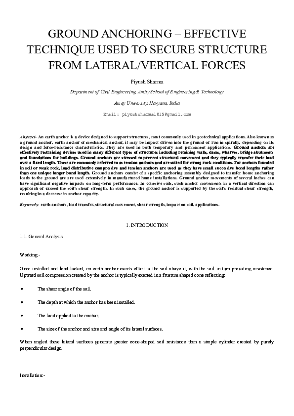 (DOC) GROUND ANCHORING – EFFECTIVE TECHNIQUE USED TO SECURE STRUCTURE ...