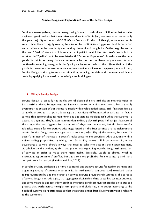 (PDF) Report DDS - SERVICE DESIGN