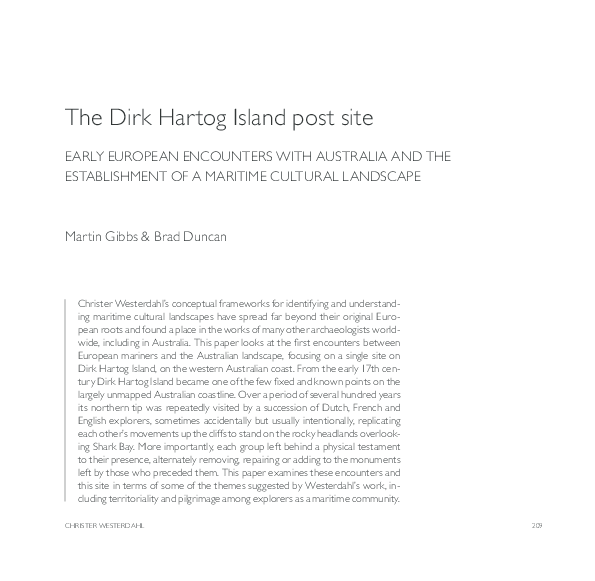 (PDF) The Dirk Hartog Island post site