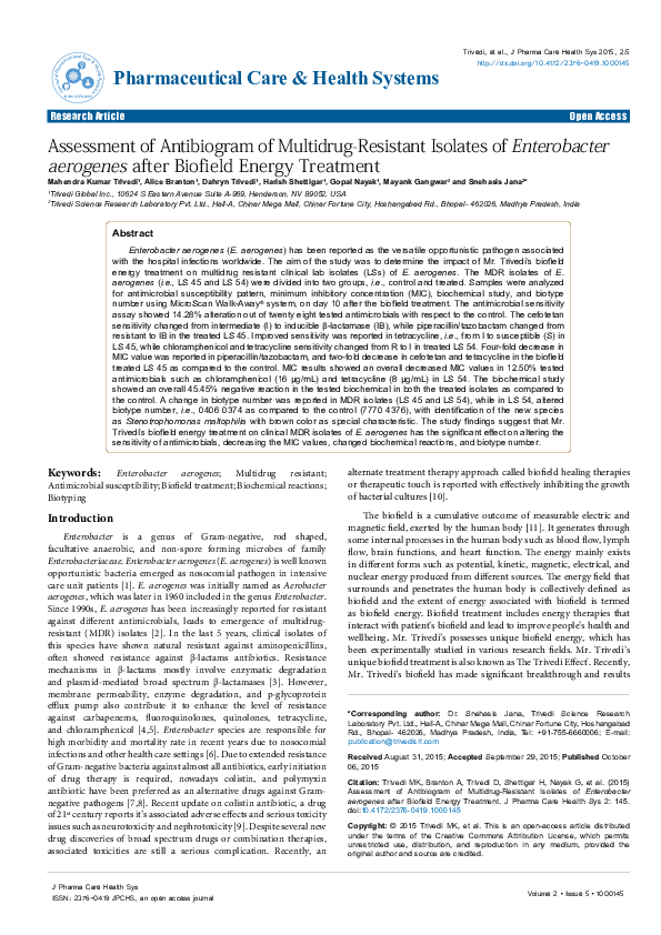 (PDF) Assessment of Antibiogram of Multidrug-Resistant Isolates of ...