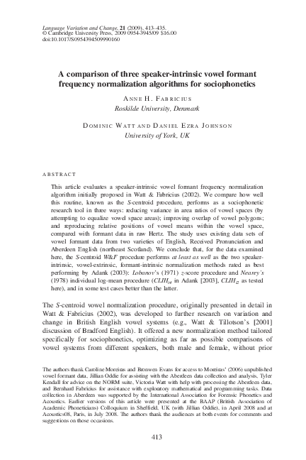 (PDF) A comparison of three speaker-intrinsic vowel formant frequency normalization algorithms ...