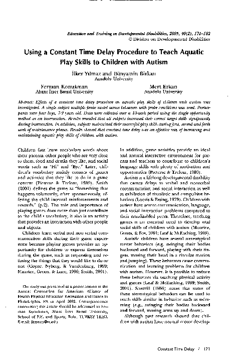 (PDF) Using a constant time delay procedure to teach aquatic play ...