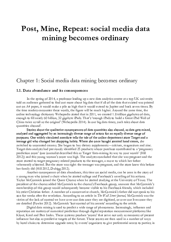 (PDF) Post, Mine, Repeat: social media data mining becomes ordinary