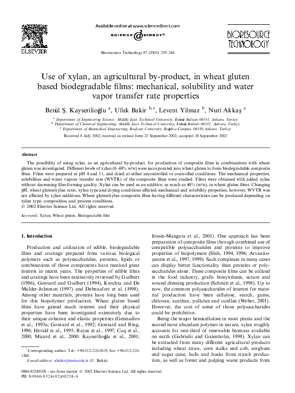 (PDF) Use of xylan, an agricultural by-product, in wheat gluten based ...