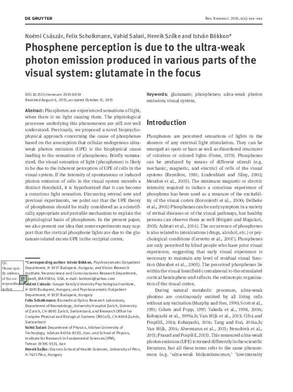 (PDF) Phosphene perception is due to the ultra-weak photon emission ...