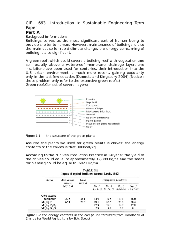 (DOC) Introduction to Sustainable Engineering :green roof energy