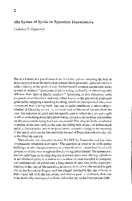 (PDF) The Syntax of Spolia in Byzantine Thessalonike