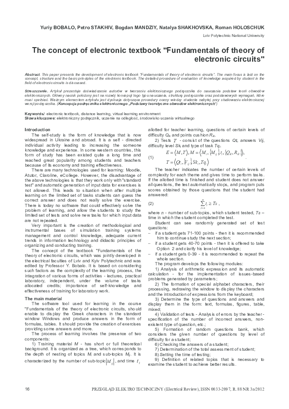 (PDF) The concept of electronic textbook "Fundamentals of theory of ...