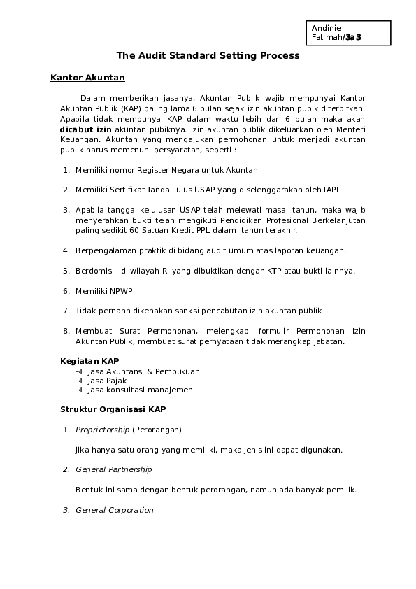 (DOC) The Audit Standard Setting Process