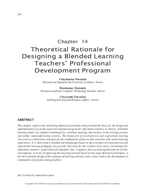 (PDF) Theoretical Rationale for Designing a Blended Learning Teachers ...