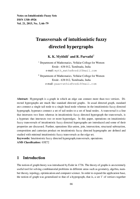 (PDF) Transversals of Intuitionistic Fuzzy Directed Hypergraphs