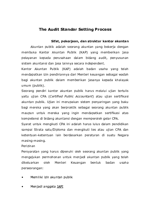 (DOC) The Audit Standar Setting Process | Elysabeth El - Academia.edu